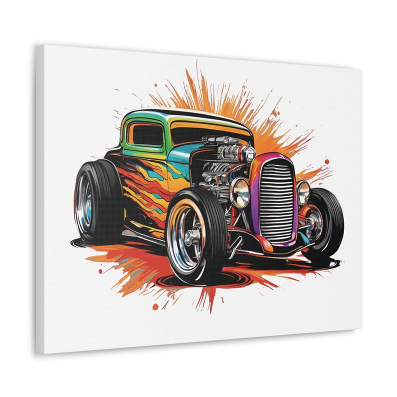 Canvas Hot Rod Car Art Colorful Man Cave Decor - Etsy