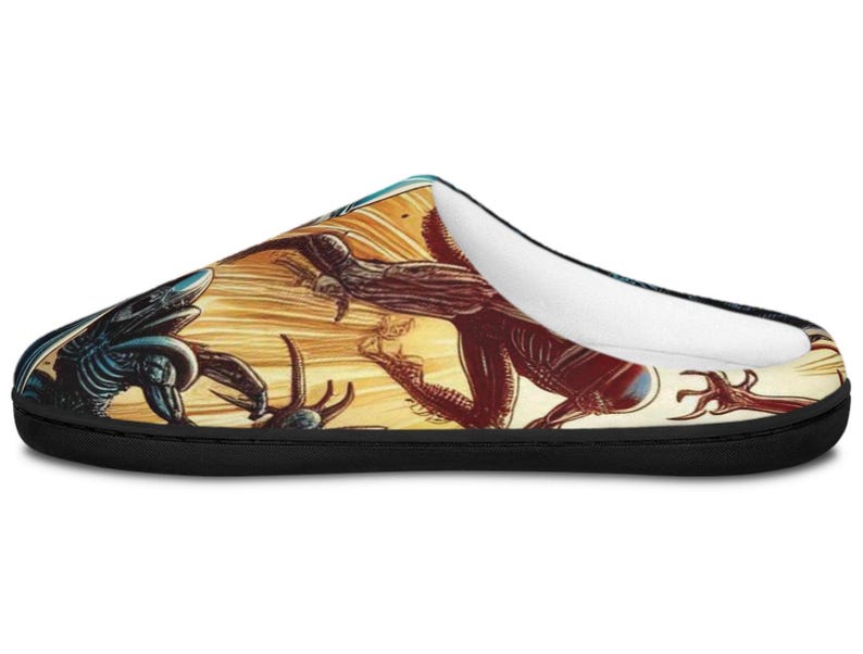 Alien Xenomorph Comic Book Style Slippers, Men's Sci-fi Creature Home ...