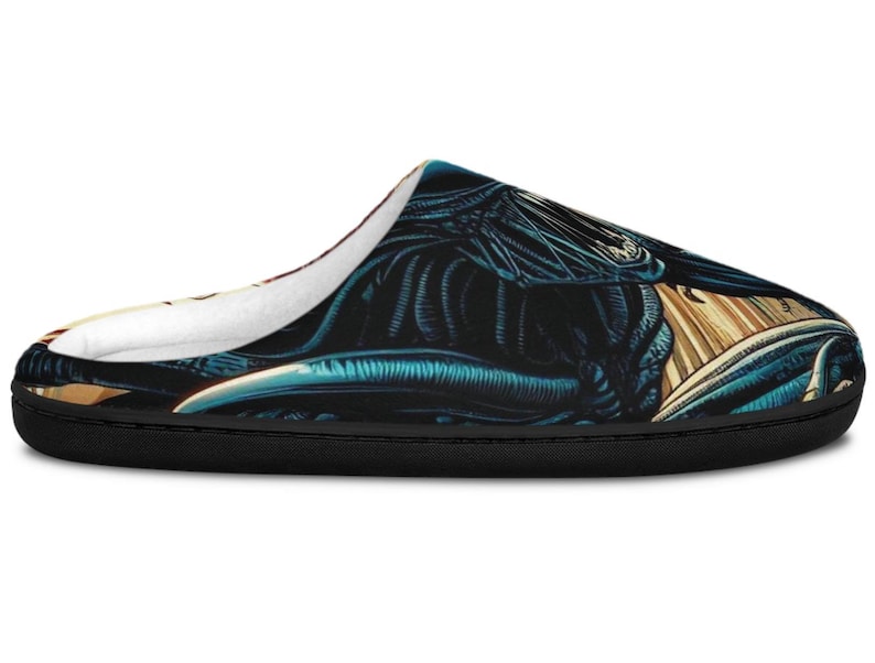 Alien Xenomorph Comic Book Style Slippers, Men's Sci-fi Creature Home ...