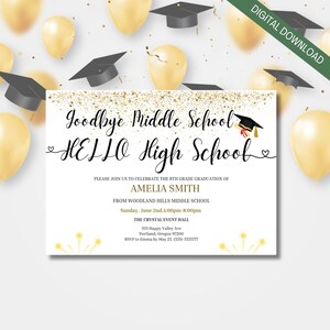 8th Grade Grad Middle School Graduation Invitation Goodbye Middle ...