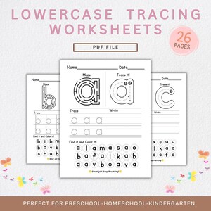 Printable Trace the Alphabet Worksheets A-Z Lowercase Letters ...
