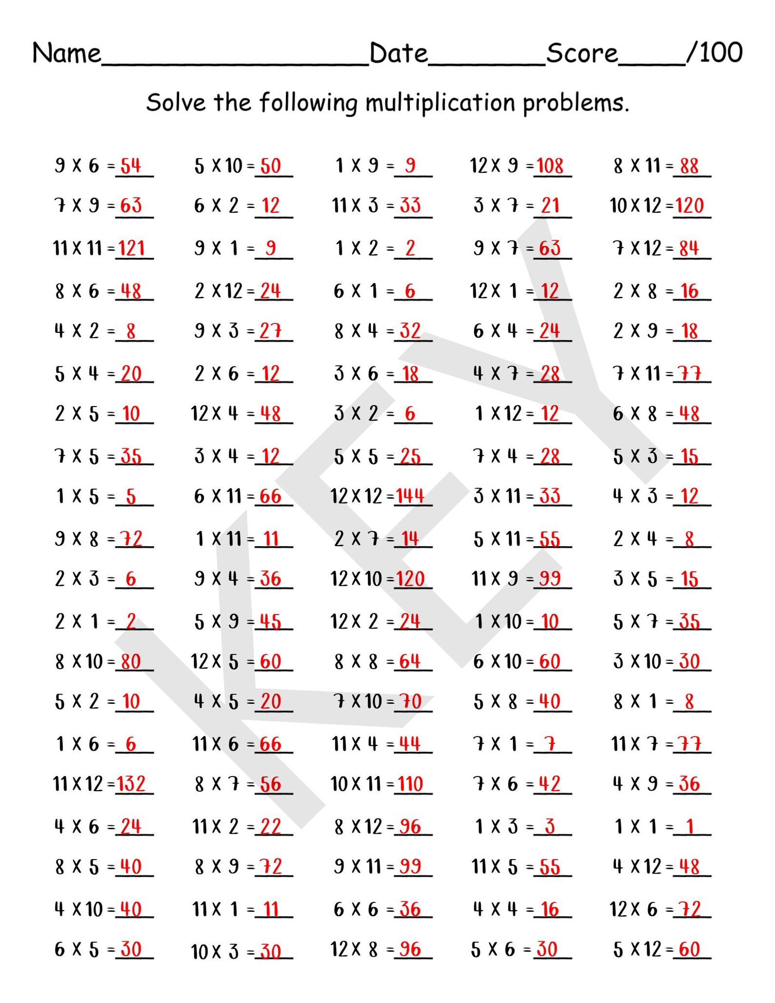 30 Printable Math Multiplication Worksheets for Kids - Fill in the ...