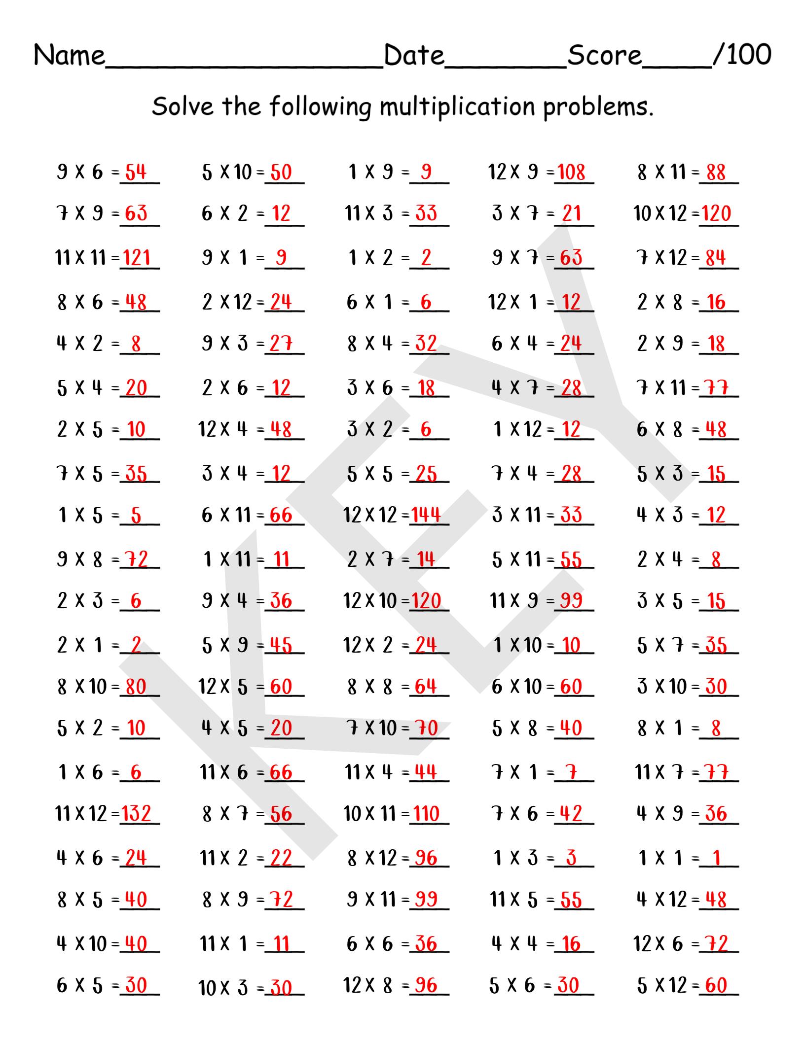 30 Printable Math Multiplication Worksheets for Kids - Fill in the ...