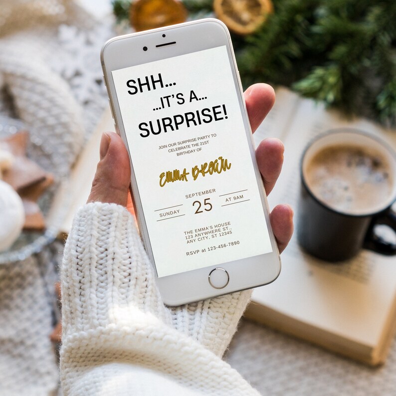 Shh.. Surprise Party Electronic Invitation Editable Surprise Party ...