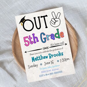 Middle School Graduation Invitation End of the School Editable Party ...