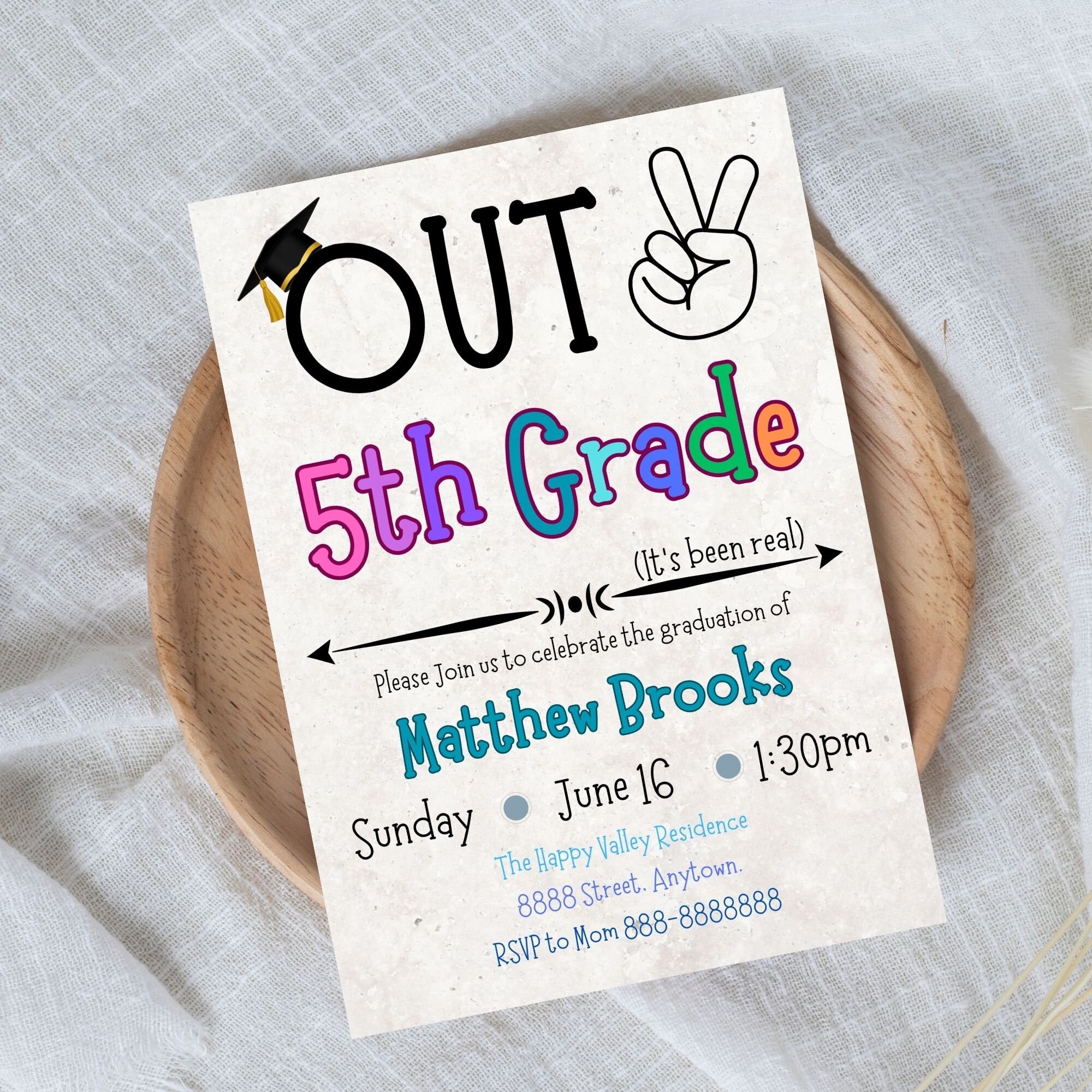 Middle School Graduation Invitation End of the School Editable Party ...