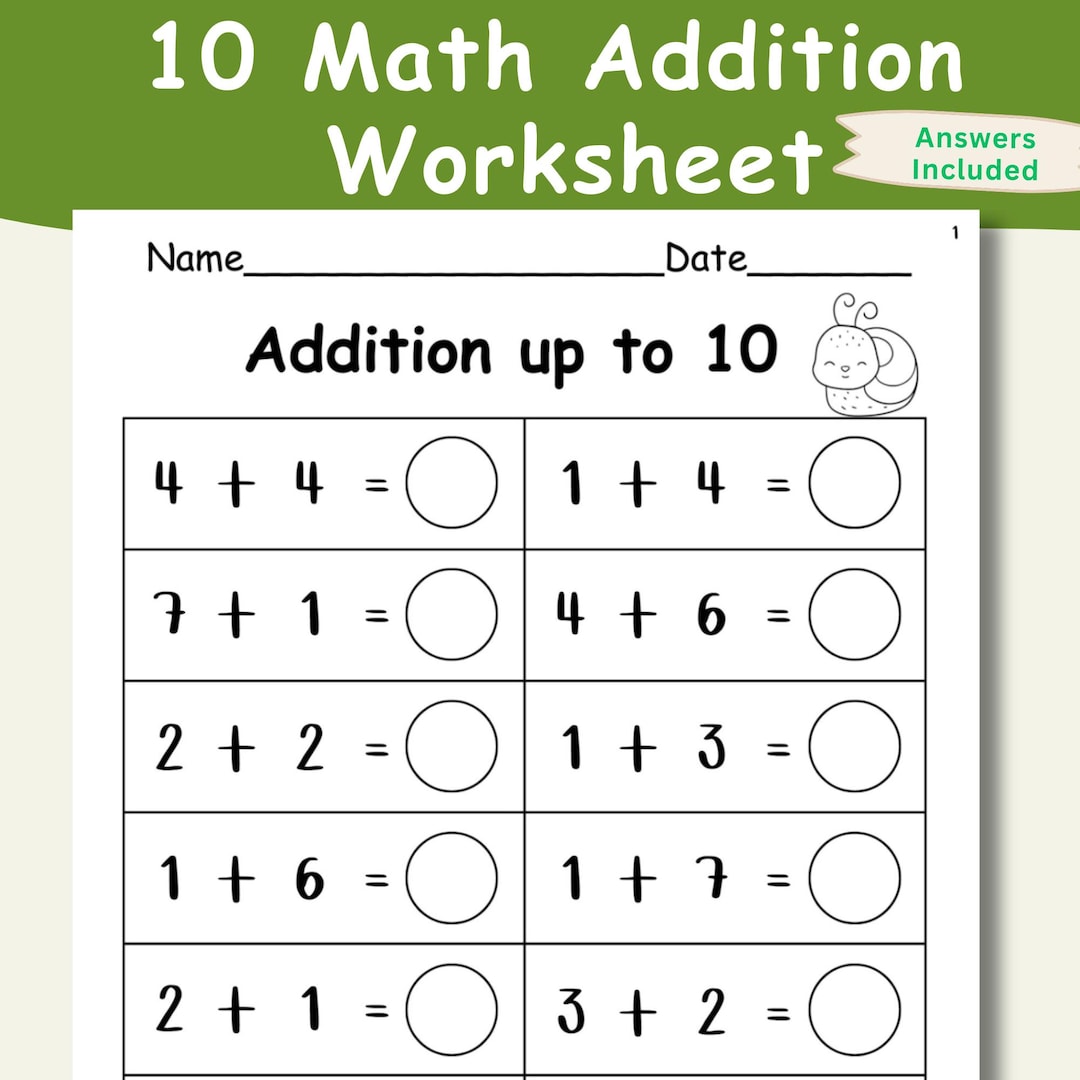 10 Printable Math Addition Worksheets-fill in the Blanks-single Digit ...