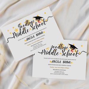 8th Grade Grad Middle School Graduation Invitation Goodbye Middle ...
