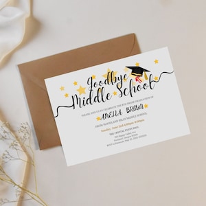 8th Grade Grad Middle School Graduation Invitation Goodbye Middle ...