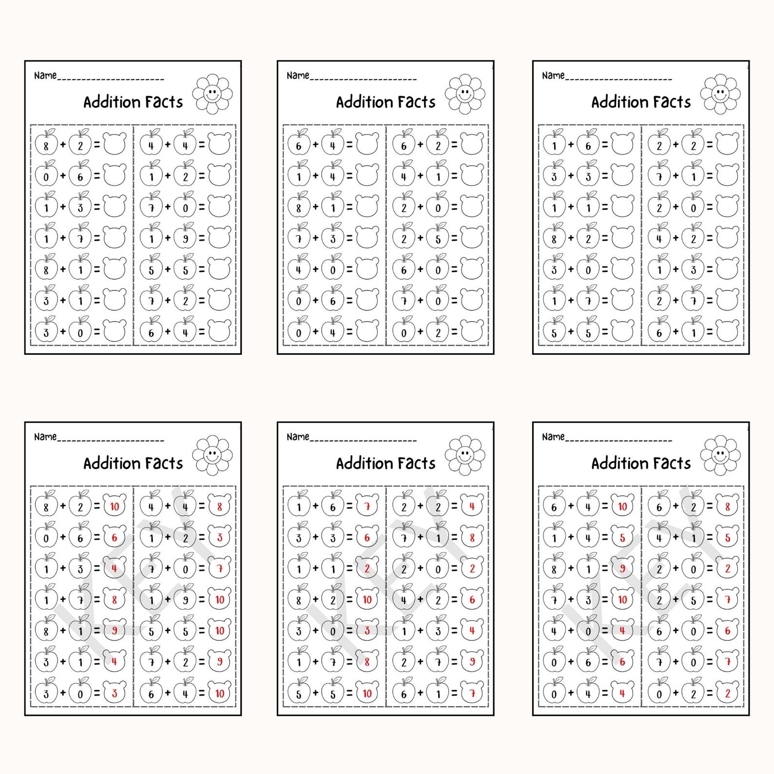 Addition and Subtraction Worksheets | 20 Math Facts Practice Pages ...