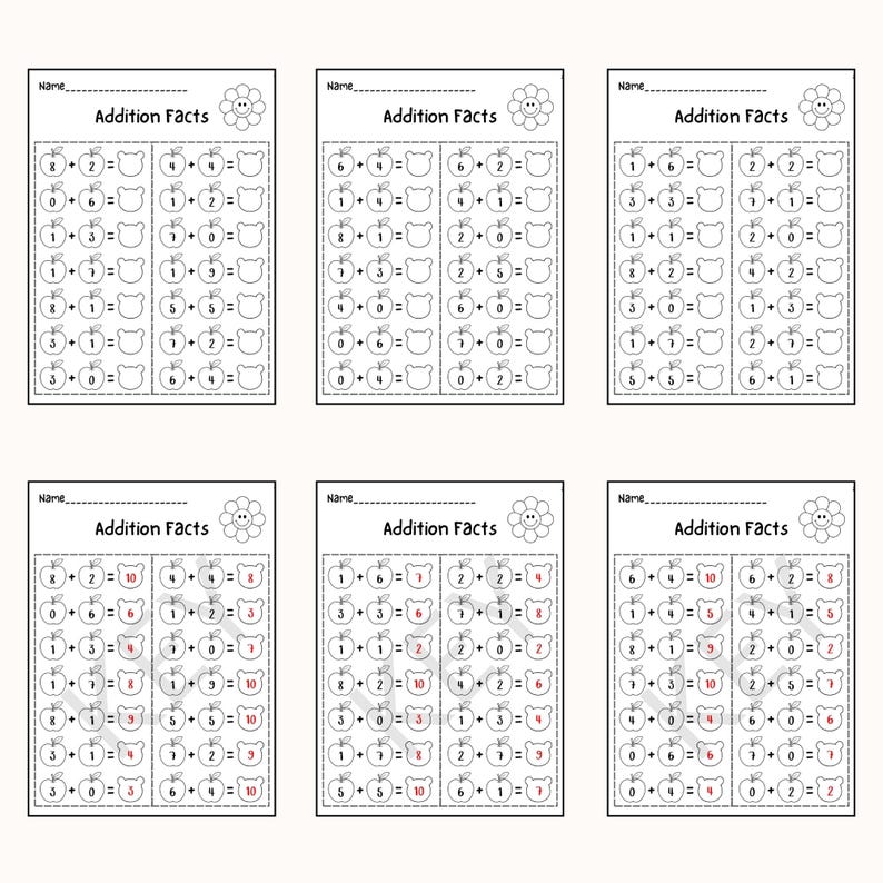 Addition and Subtraction Worksheets | 20 Math Facts Practice Pages ...