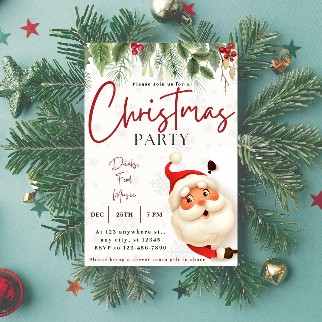 Editable Christmas Party Invitation Template Christmas Party Invitation ...