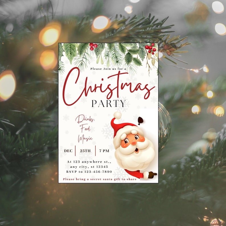 Editable Christmas Party Invitation Template Christmas Party Invitation ...