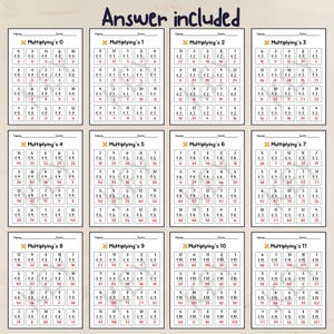 Multiplication Worksheets 0-12 | Times Table Practice | 2nd-5th Grade ...