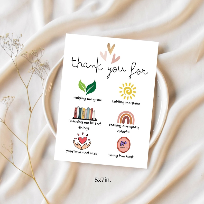 Printable Thank You Teacher Card Teacher Appreciation Thank You Card ...