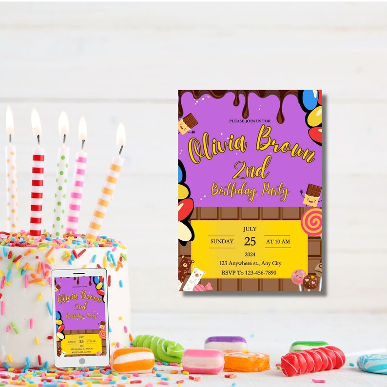 Chocolate Factory Party Invitation Editable Invite for Kids Golden ...