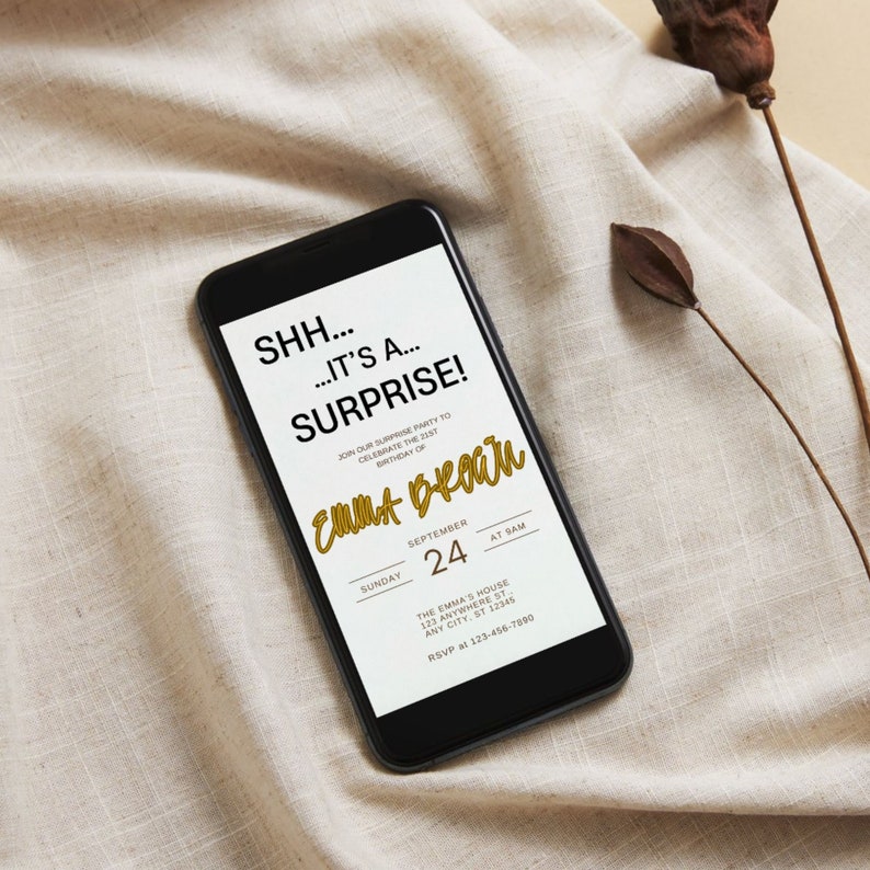 Shh.. Surprise Party Electronic Invitation Editable Surprise Party ...