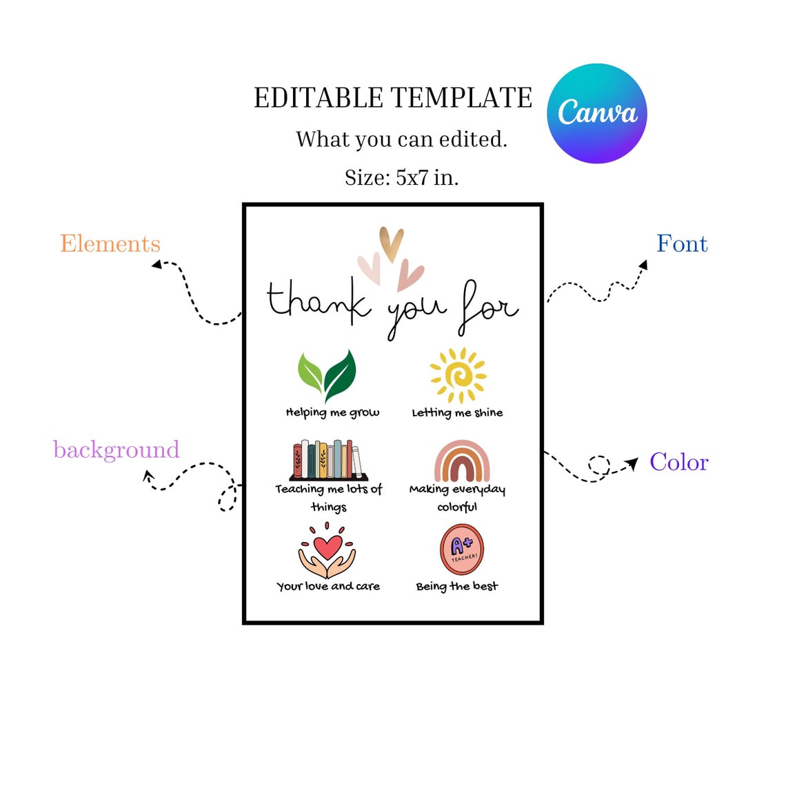 Printable Thank You Teacher Card Teacher Appreciation Thank You Card ...