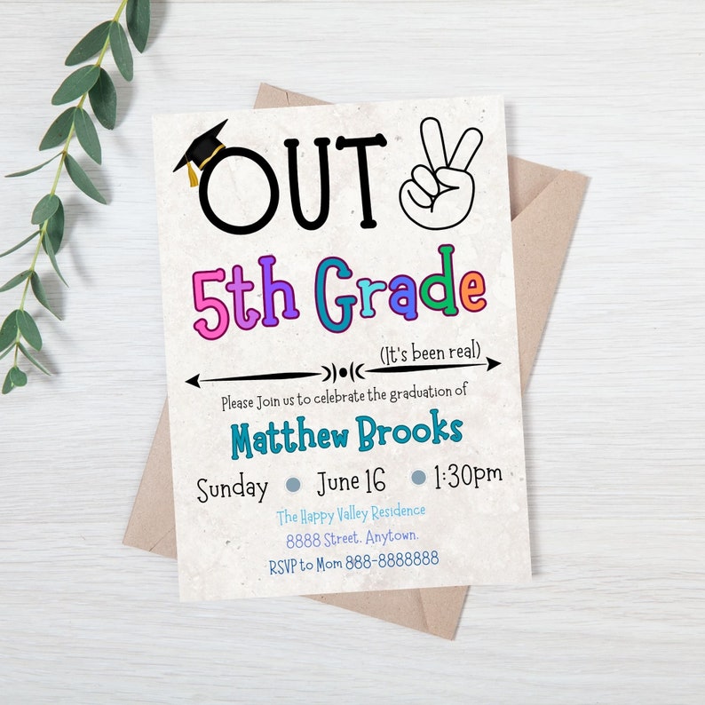 Middle School Graduation Invitation End of the School Editable Party ...