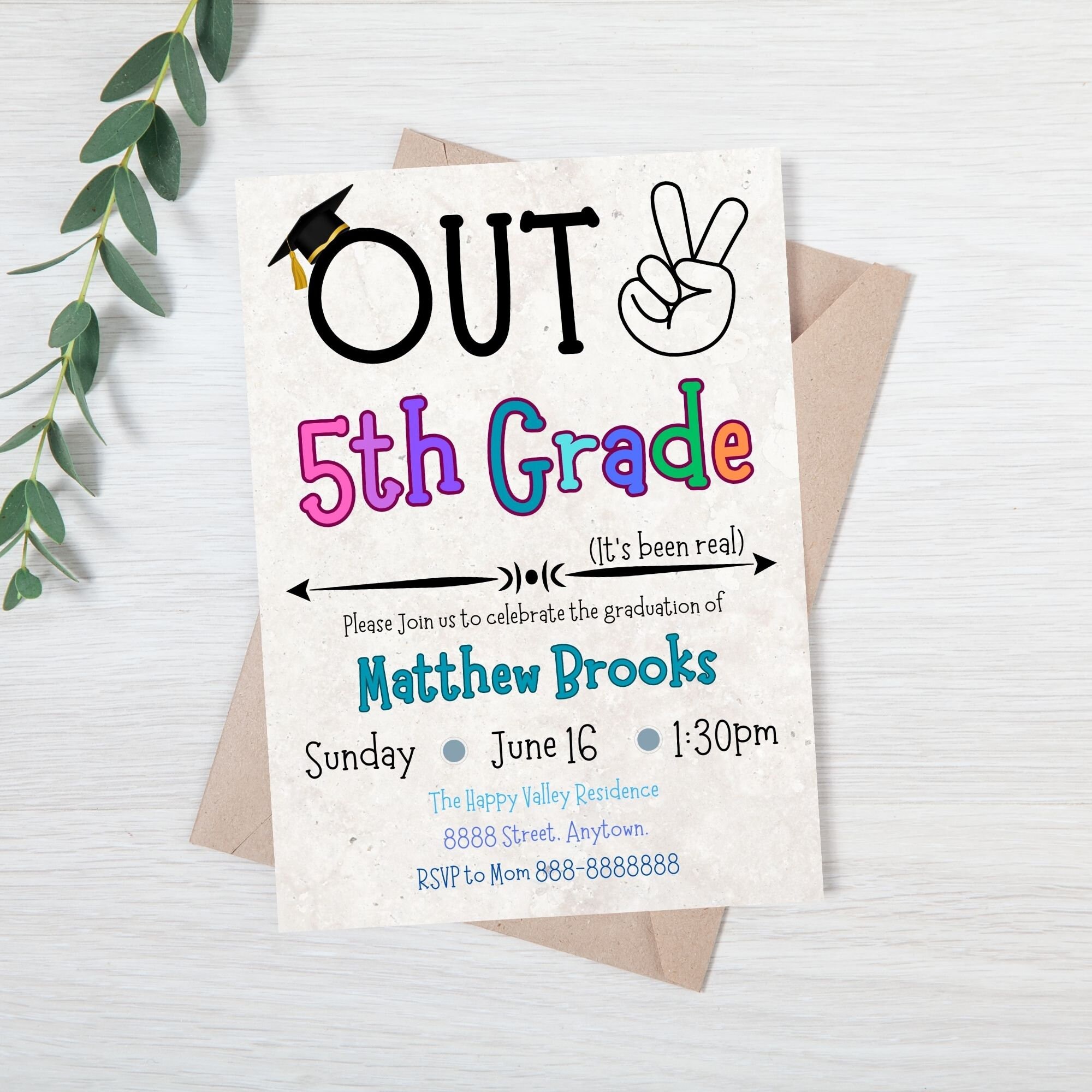Middle School Graduation Invitation End of the School Editable Party ...