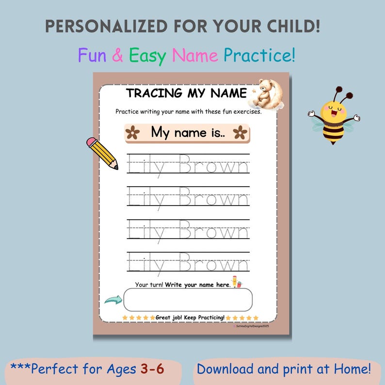Name Tracing Custom Worksheet, Personalized Name Worksheet, Pre-custom ...