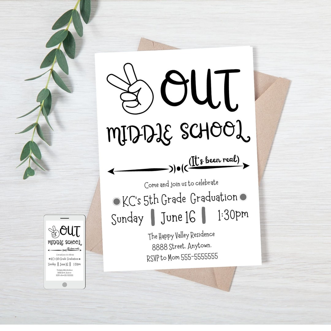 Middle School Graduation Invitation | End of the School | Editable ...