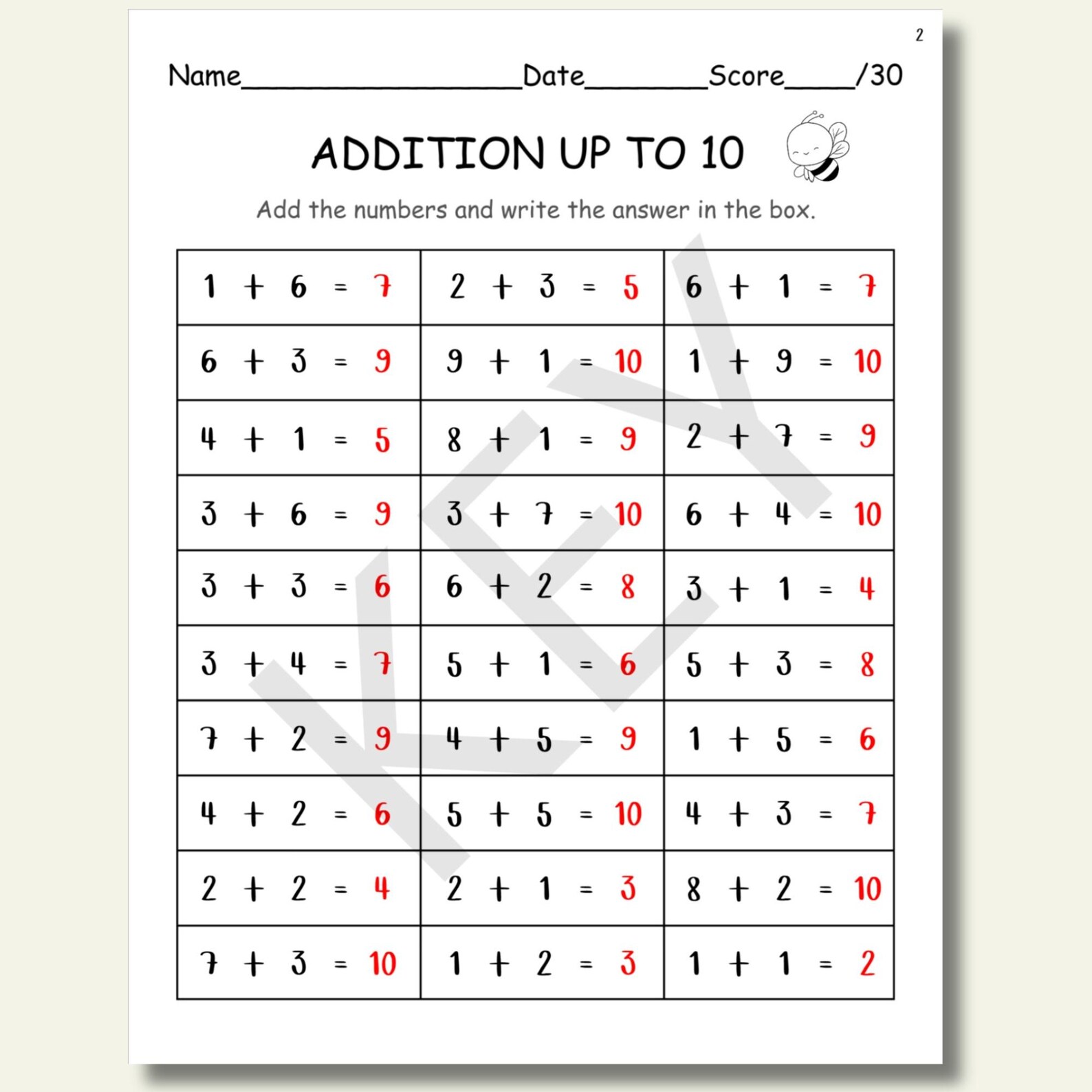 10 Printable Math Addition Worksheets-fill in the Blanks-single Digit ...