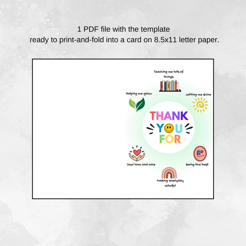 Printable Thank You Teacher Card Teacher Appreciation Thank You Card ...