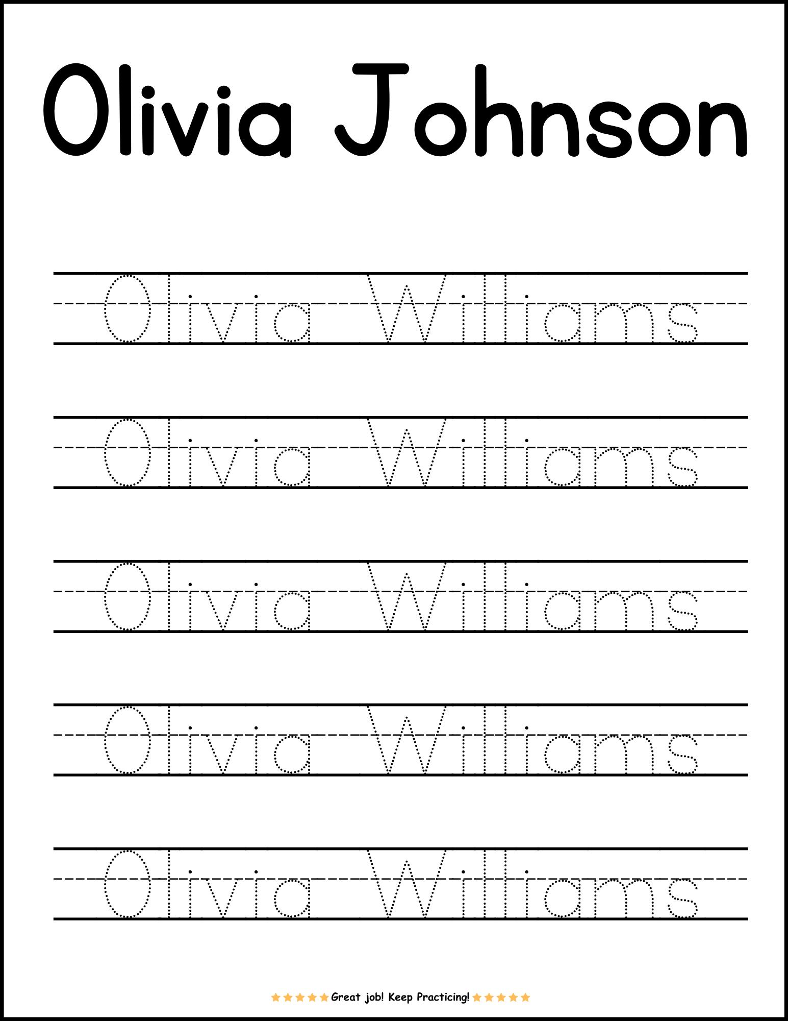Editable Name Tracing Worksheets, Pre-k Custom Name Tracing Worksheet ...