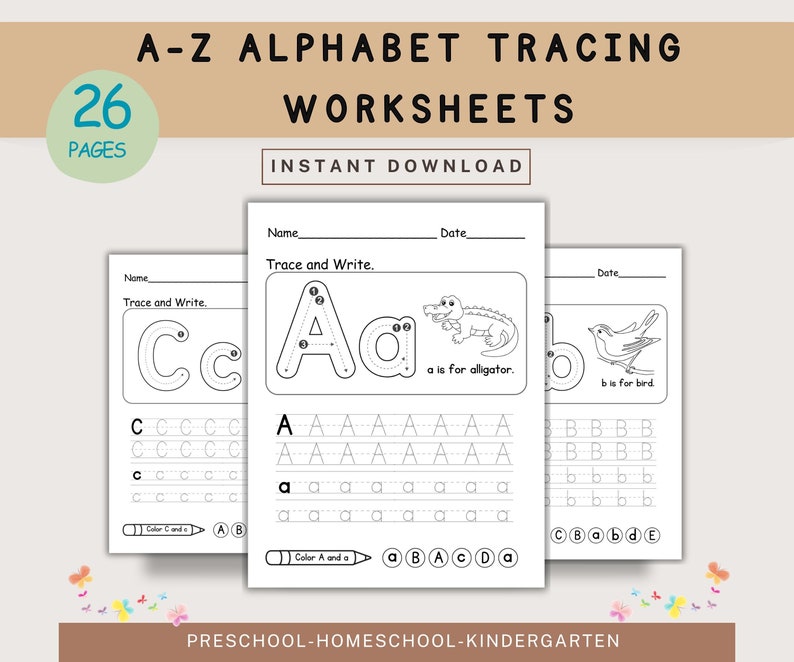 Printable Alphabet Tracing Worksheets for Kids Alphabet Writing Letter ...