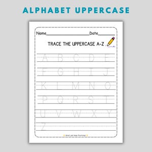 Printable Trace the Alphabet Worksheets A-Z Uppercase Lowercase Letters ...