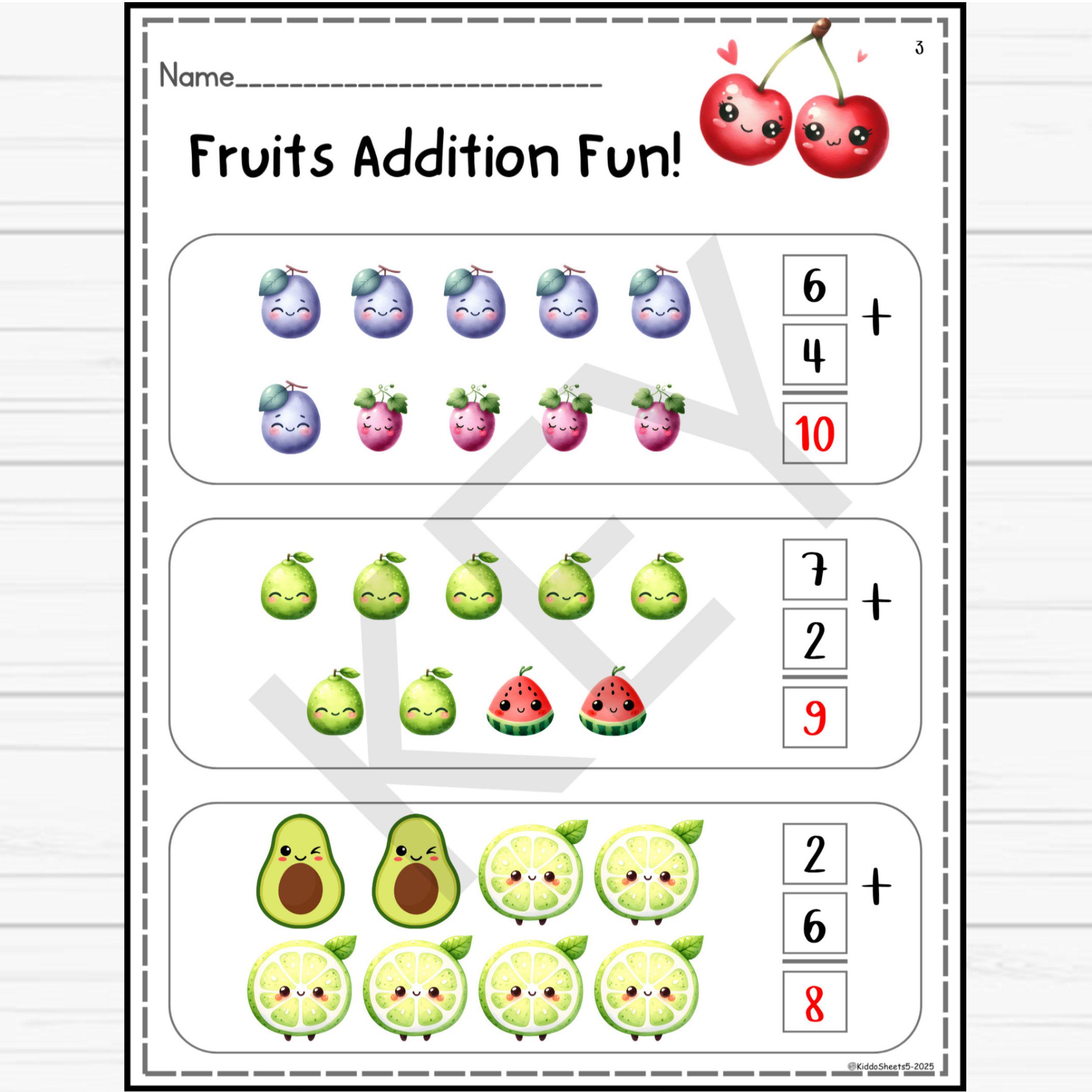 Addition With Pictures Sum up to 1–10 | Kindergarten Math Worksheets ...