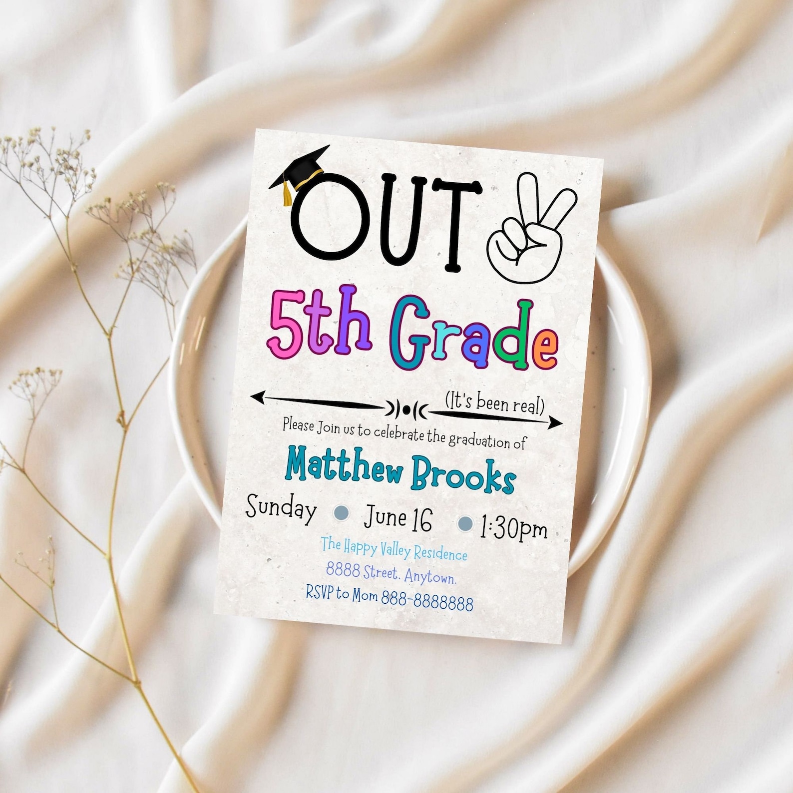 Middle School Graduation Invitation End of the School Editable Party ...