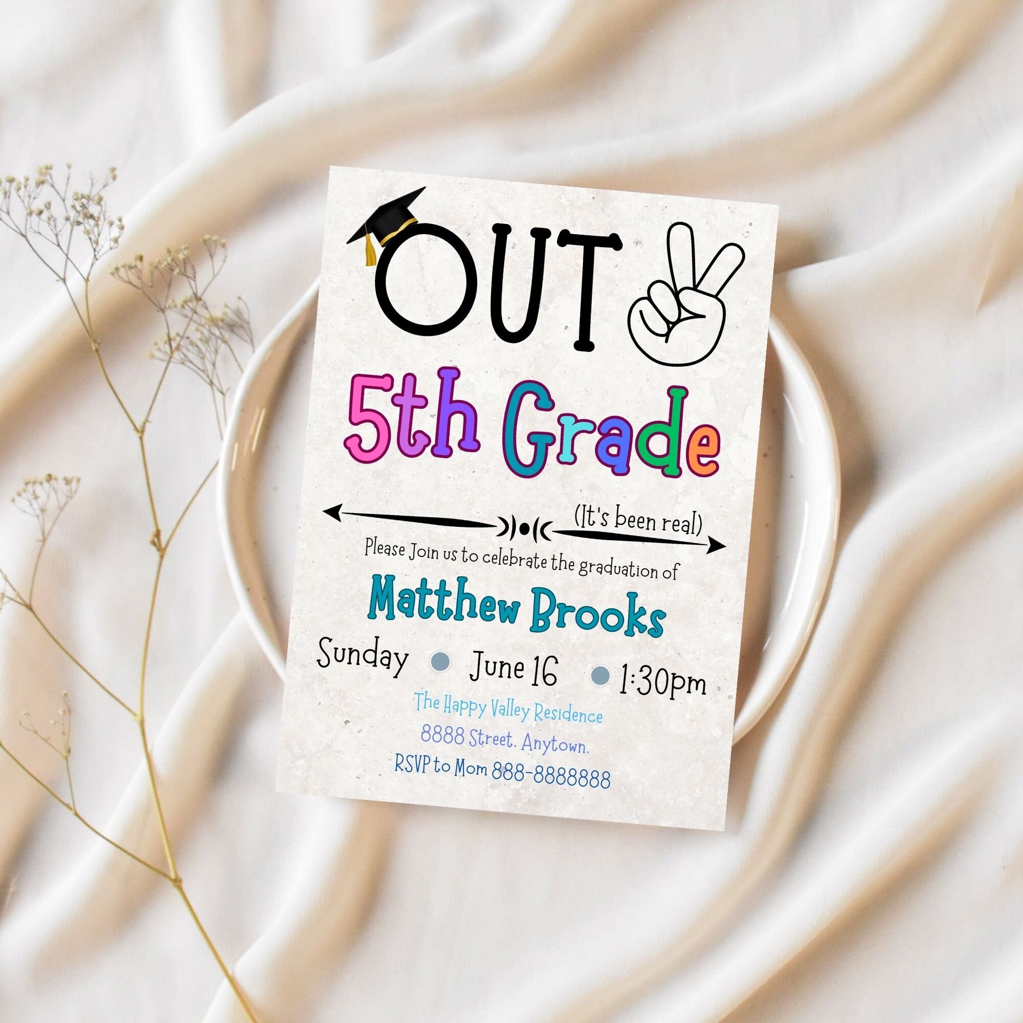 Middle School Graduation Invitation End of the School Editable Party ...