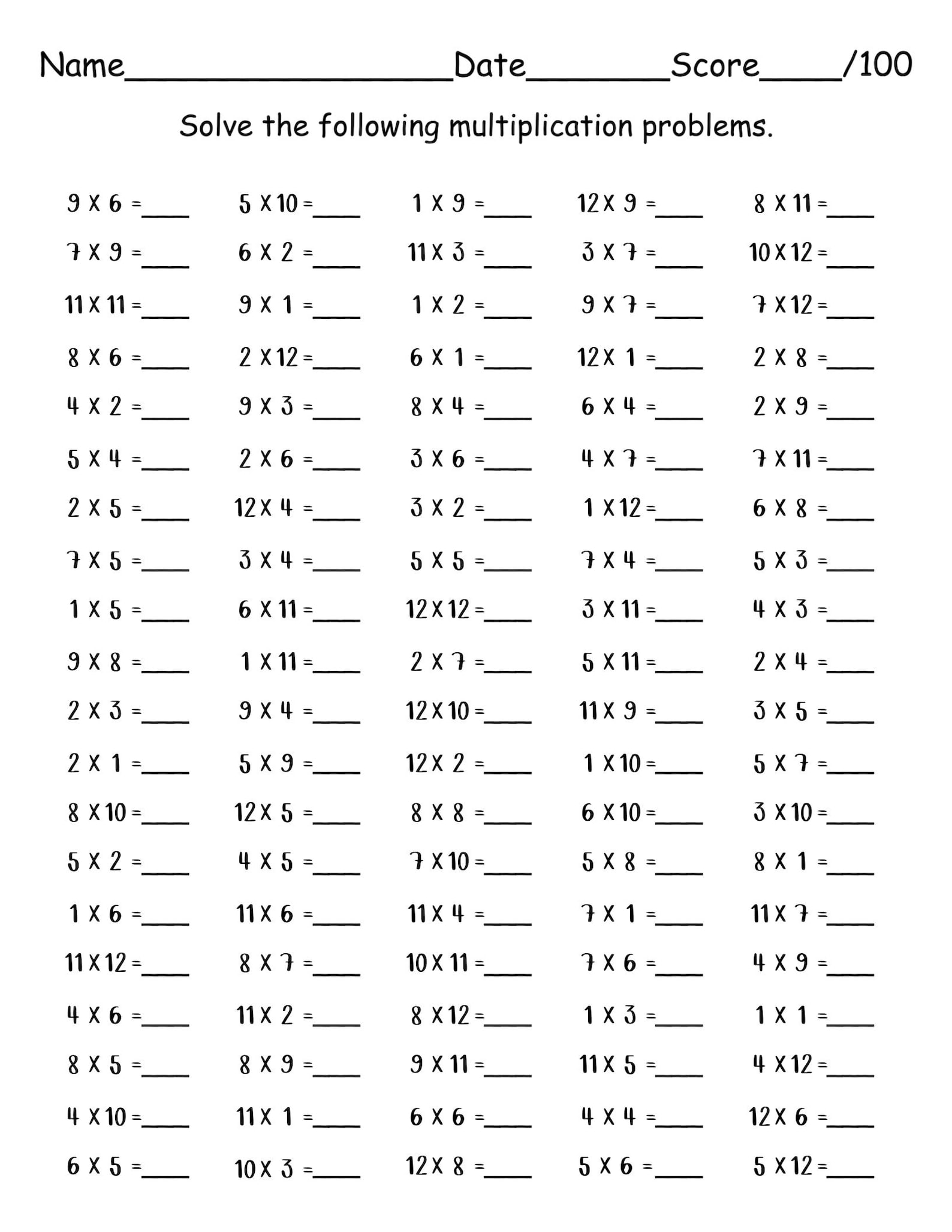 30 Printable Math Multiplication Worksheets for Kids - Fill in the ...