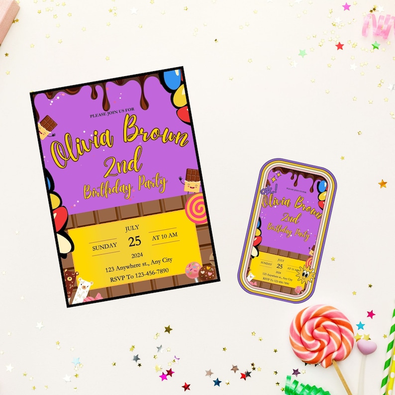 Chocolate Factory Party Invitation Editable Invite for Kids Golden ...
