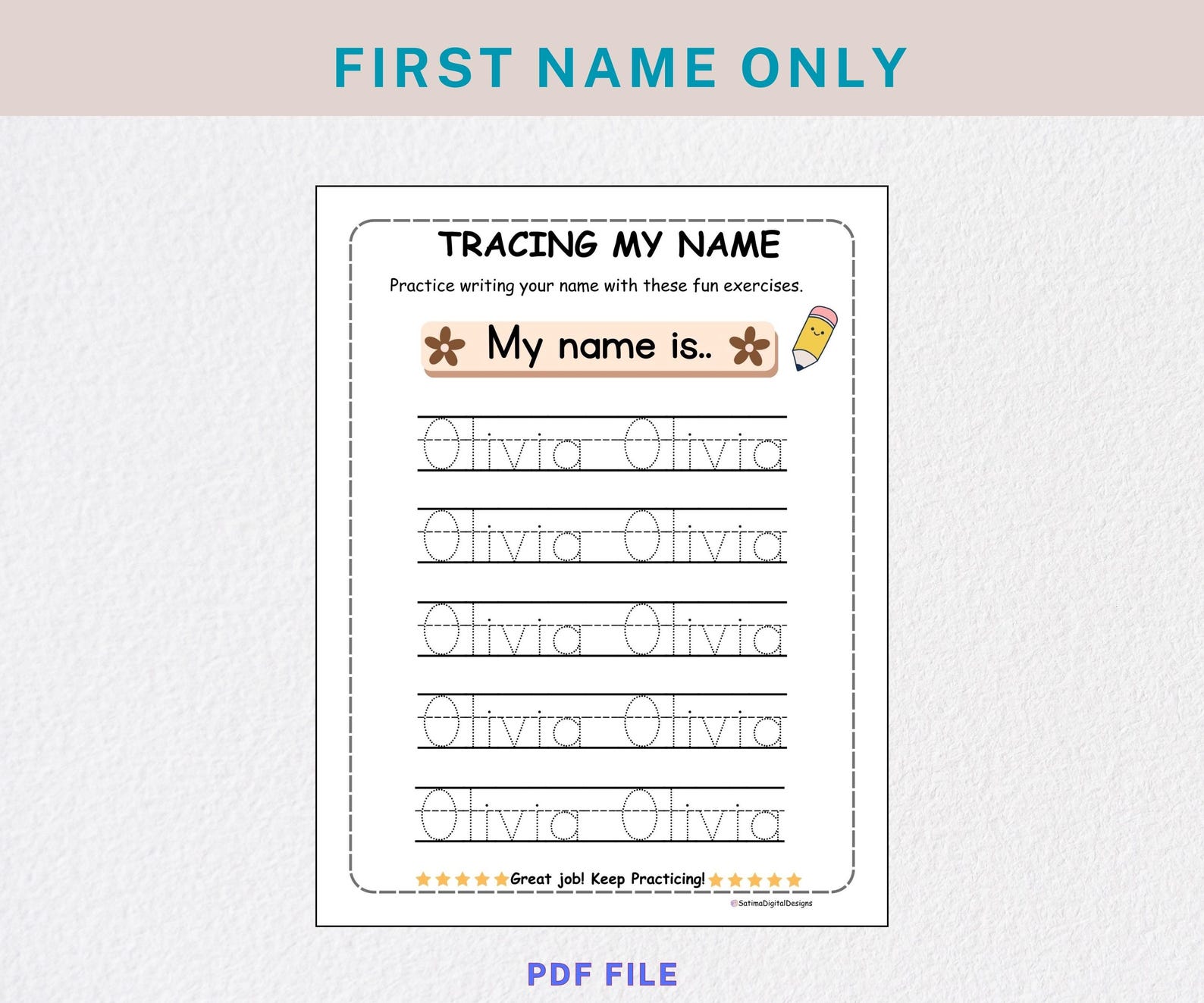 Editable Name Tracing Worksheets, Personalized Name Writing Practice ...