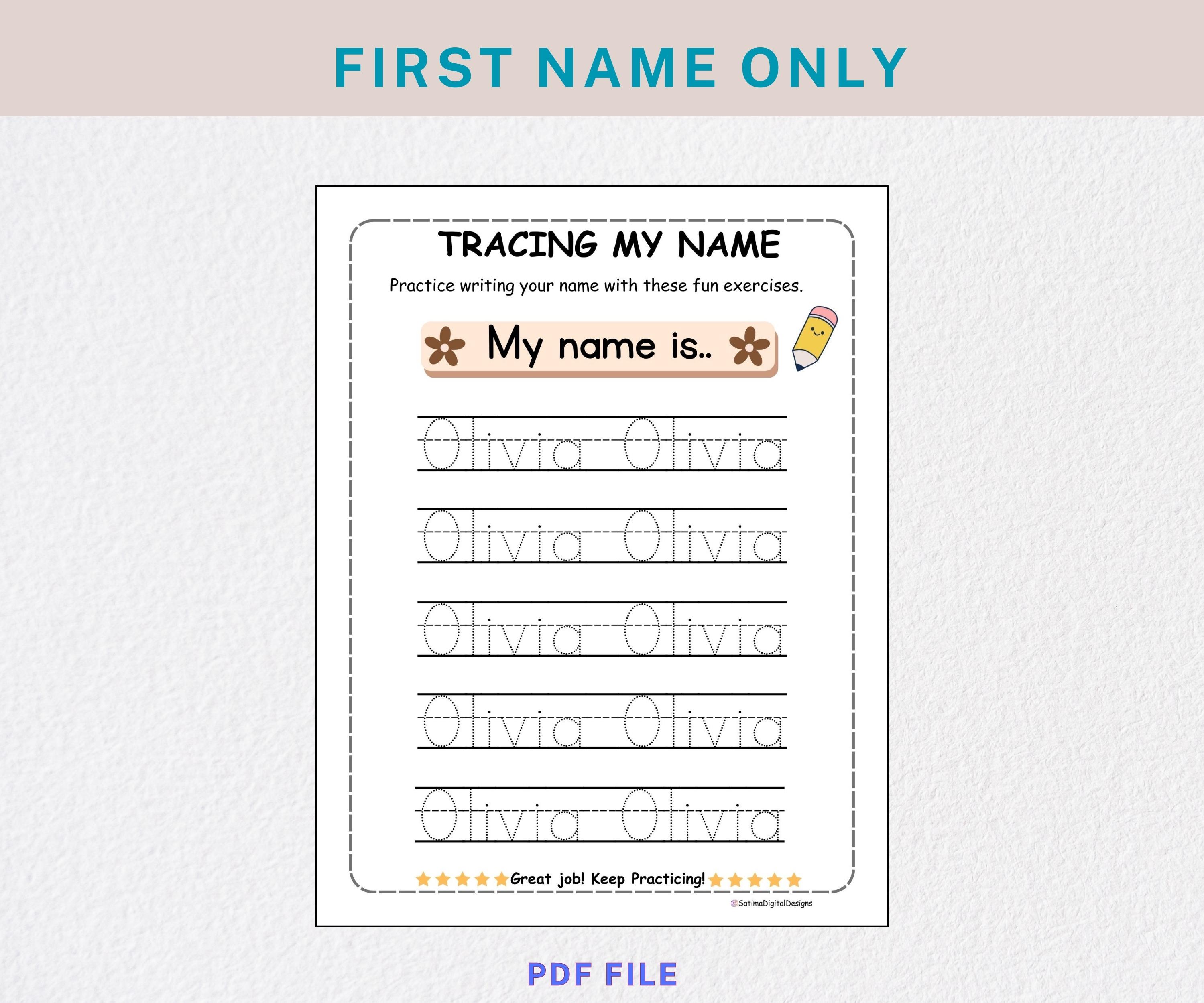 Editable Name Tracing Worksheets, Personalized Name Writing Practice ...