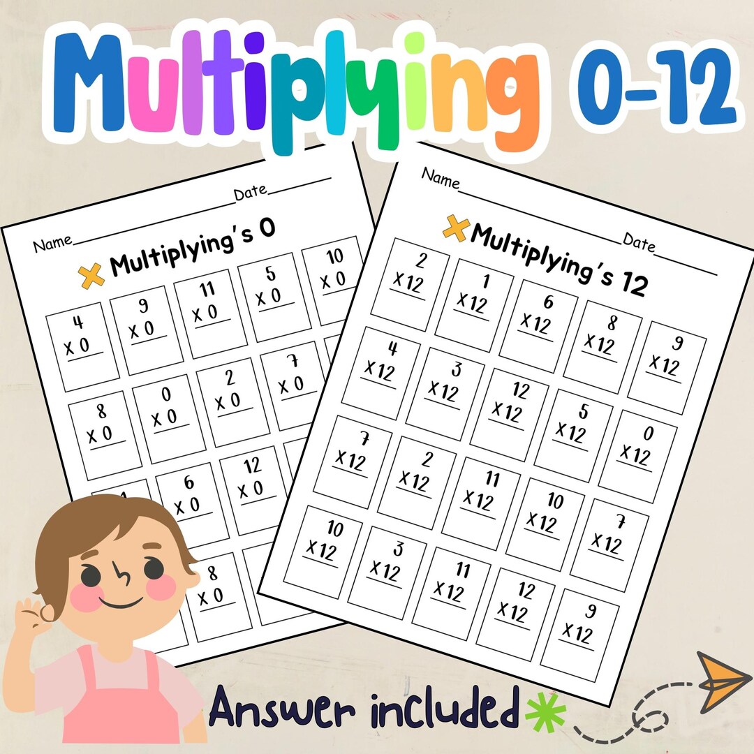 Multiplication Worksheets 0-12 | Times Table Practice | 2nd-5th Grade ...