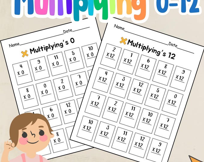 Multiplication 1 Minute Drill V (10 Math Worksheets With Answers)/ Pdf ...