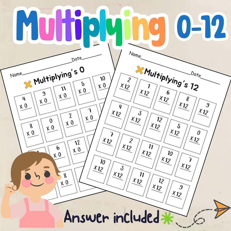 Multiplication Worksheets 0-12 | Times Table Practice | 2nd-5th Grade ...