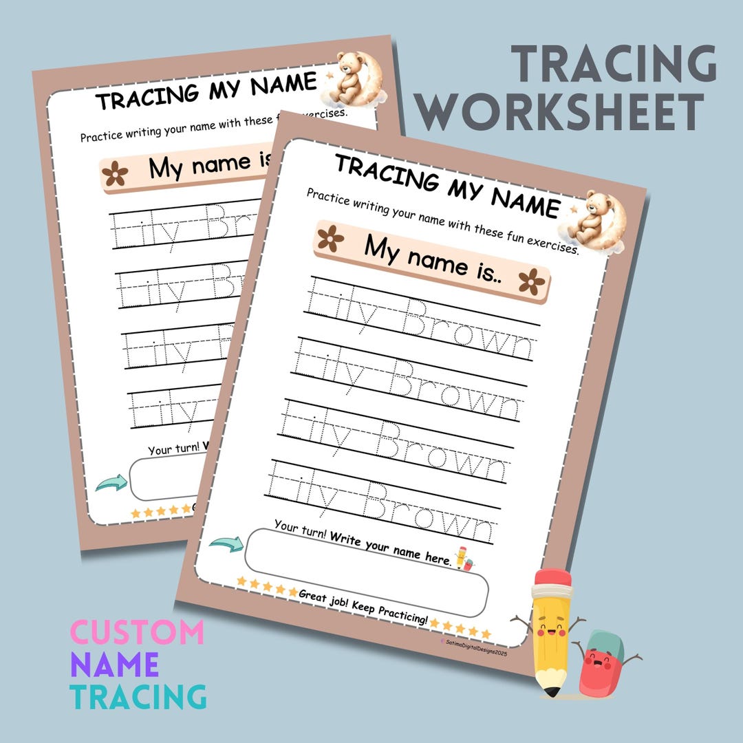 Name Tracing Custom Worksheet, Personalized Name Worksheet, Pre-custom ...
