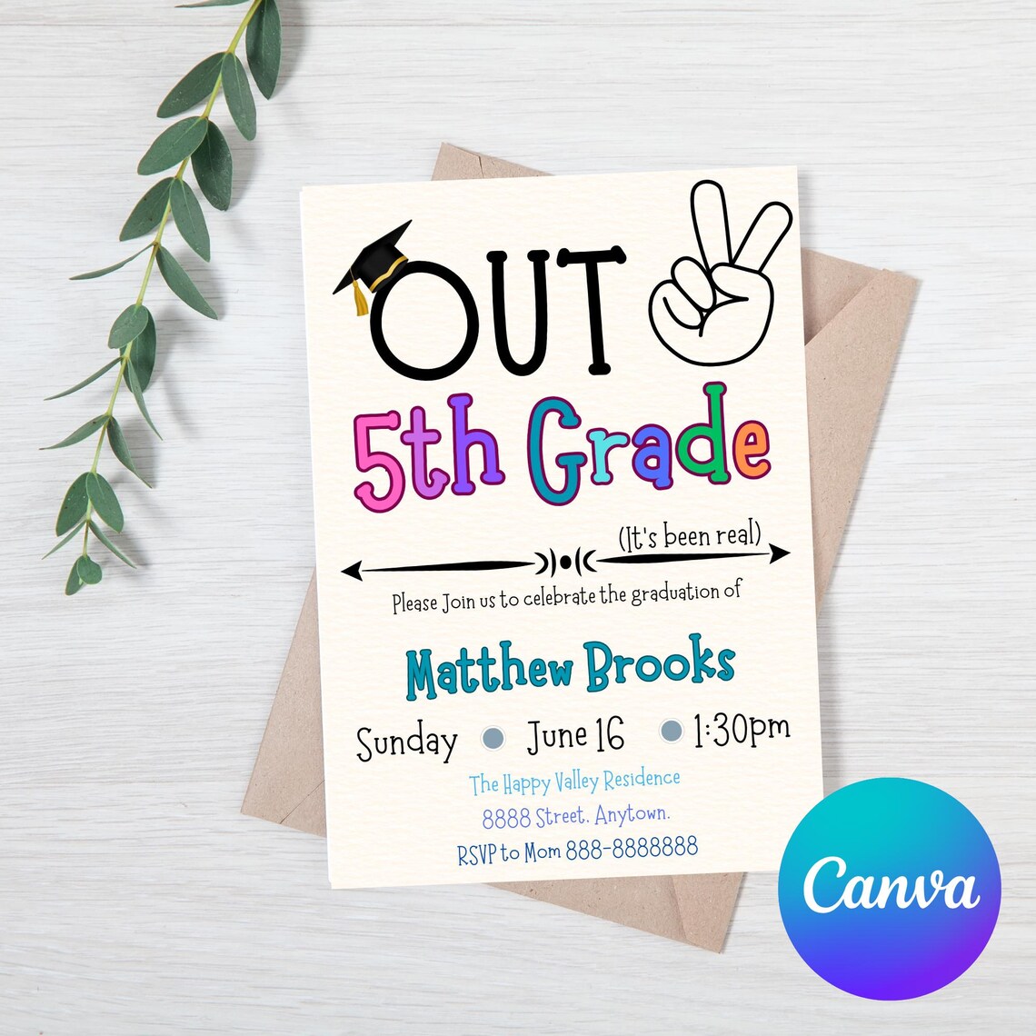 Middle School Graduation Invitation End of the School Party Invite Any ...