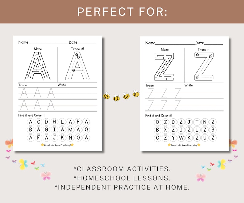 Alphabet Tracing Worksheets for Kids | Alphabet Kids Activity ...