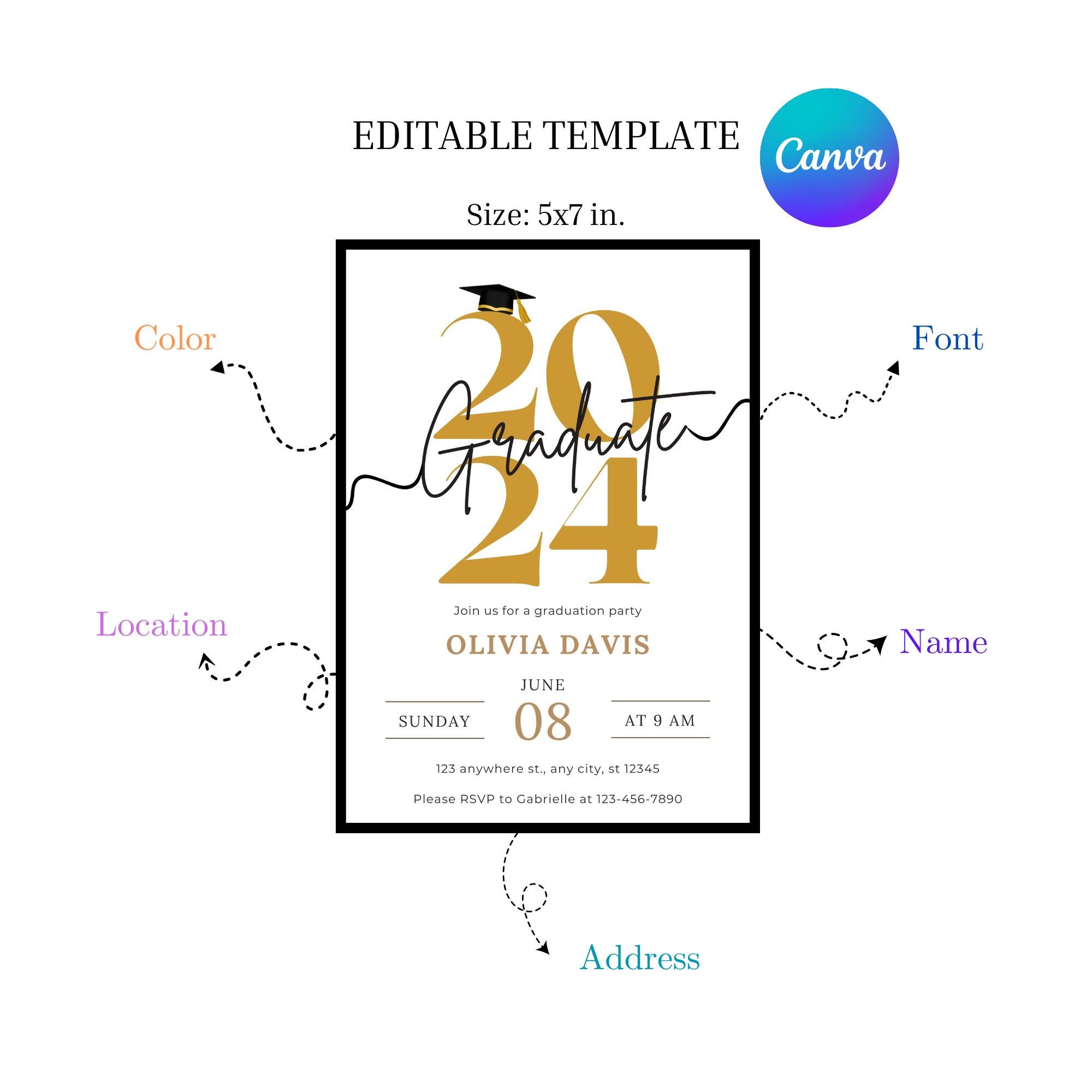 Class of 2024 Graduation Invitation Graduation Party Invitation High ...