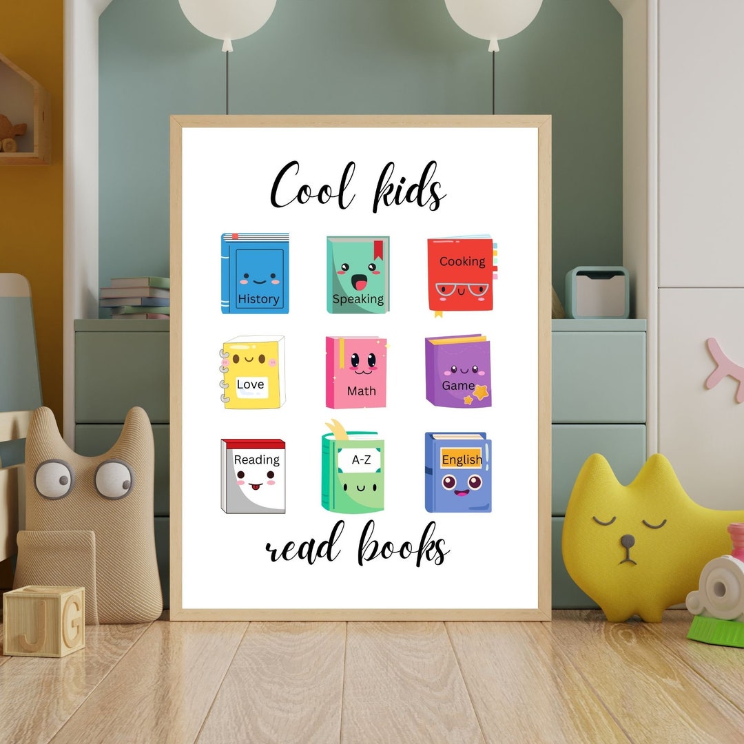 Cool Kids Read Books Printable Wall Art Kids Wall Decor School Decor ...