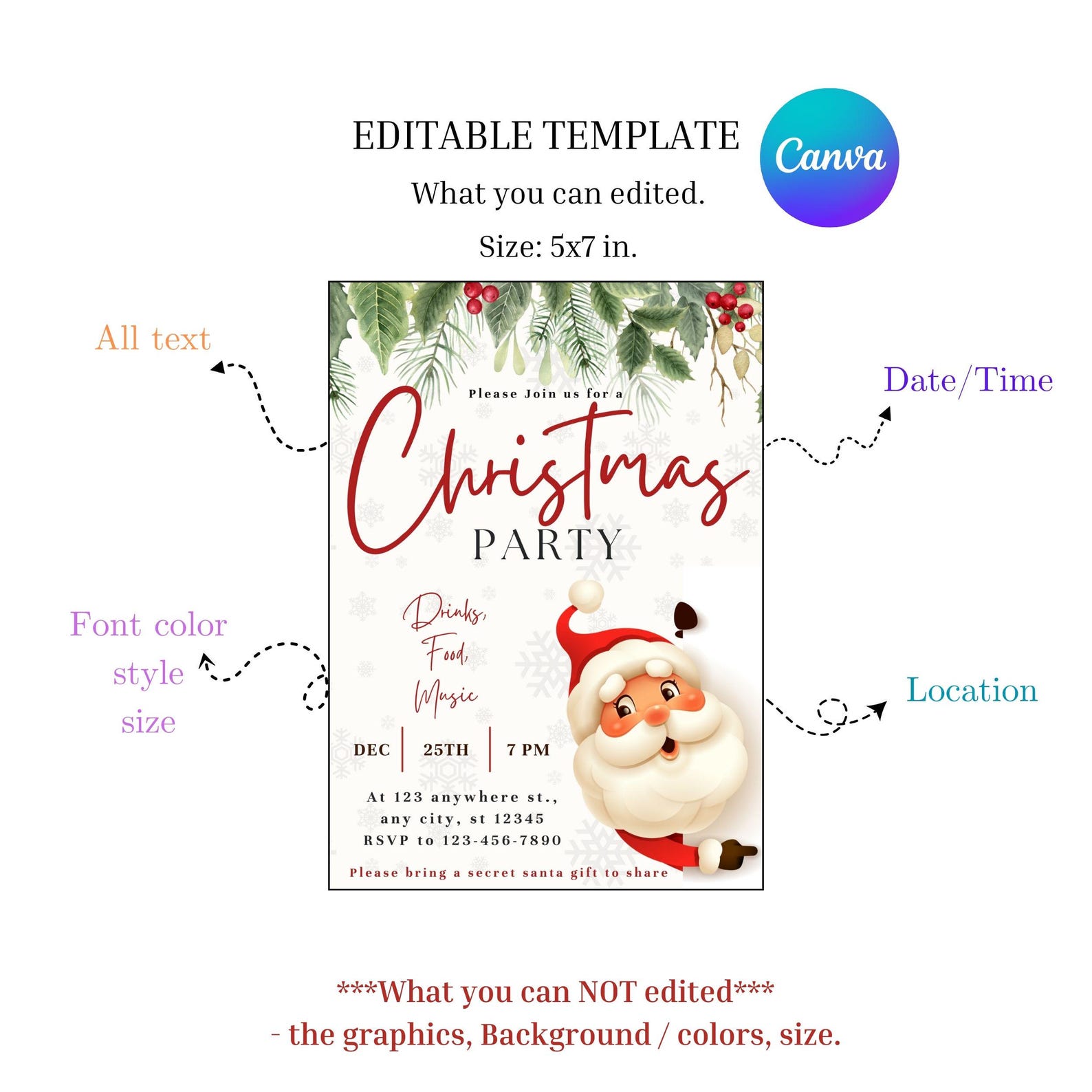 Editable Christmas Party Invitation Template Christmas Party Invitation ...