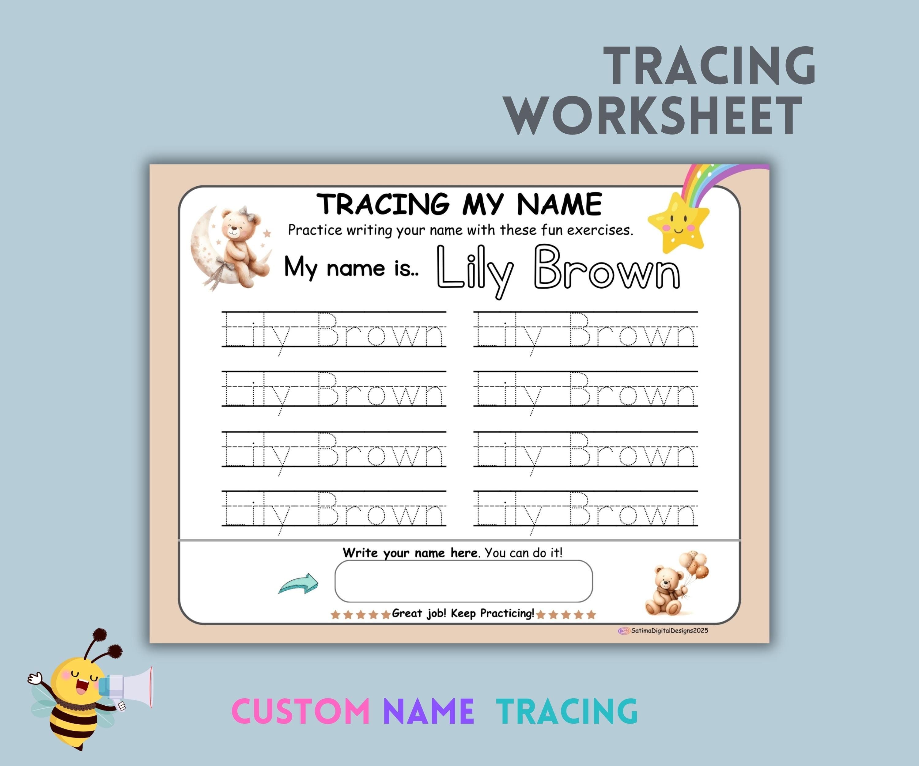 Name Tracing Custom Worksheet, Personalized Name Worksheet, Pre-custom ...