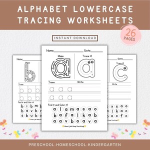 Printable Trace the Alphabet Worksheets A-Z Lowercase Letters ...