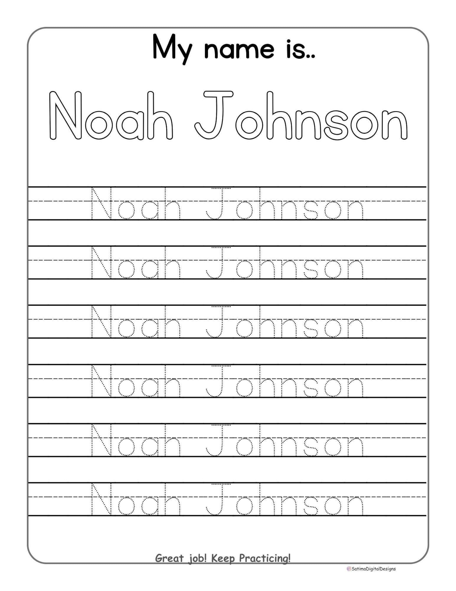 Editable Name Tracing Worksheets, Personalized Name Writing Practice ...
